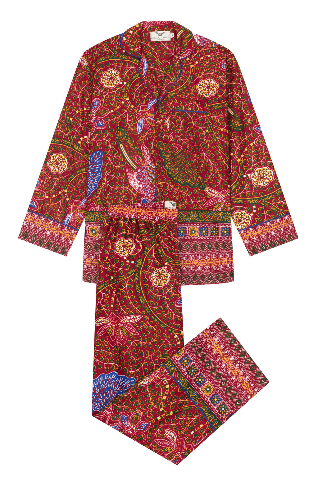 Luxury Long Sleeve Pyjamas-Wine African print – OHEMA OHENE AFRICAN ...